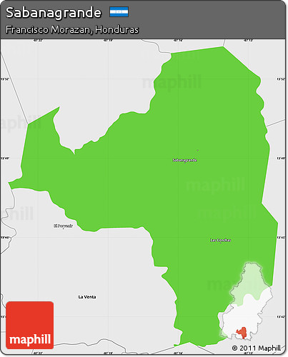 Free Political Simple Map of Sabanagrande, single color outside, borders and labels
