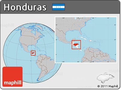Free Gray Location Map of Honduras, highlighted continent, within the ...