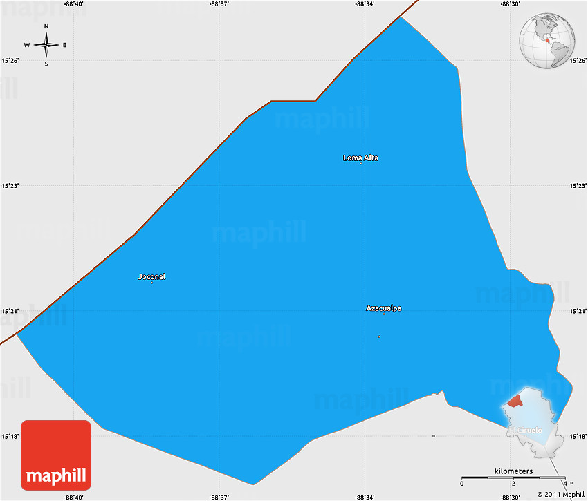 Political Simple Map of Azacualpa, single color outside, borders and labels