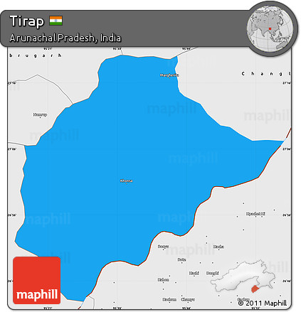 Free Political Simple Map of Tirap, single color outside, borders and labels