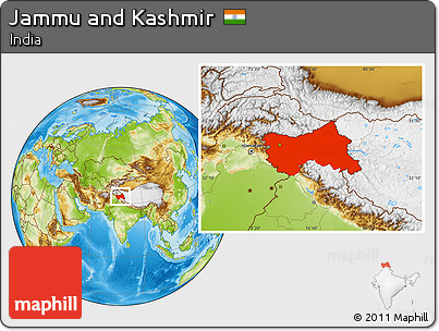 Free Physical Location Map of Jammu and Kashmir