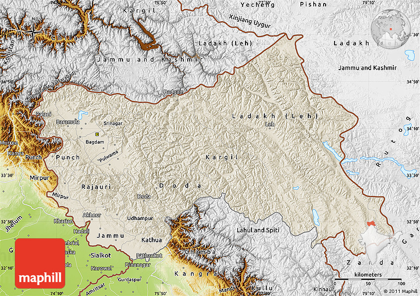 Kashmir Physical Map