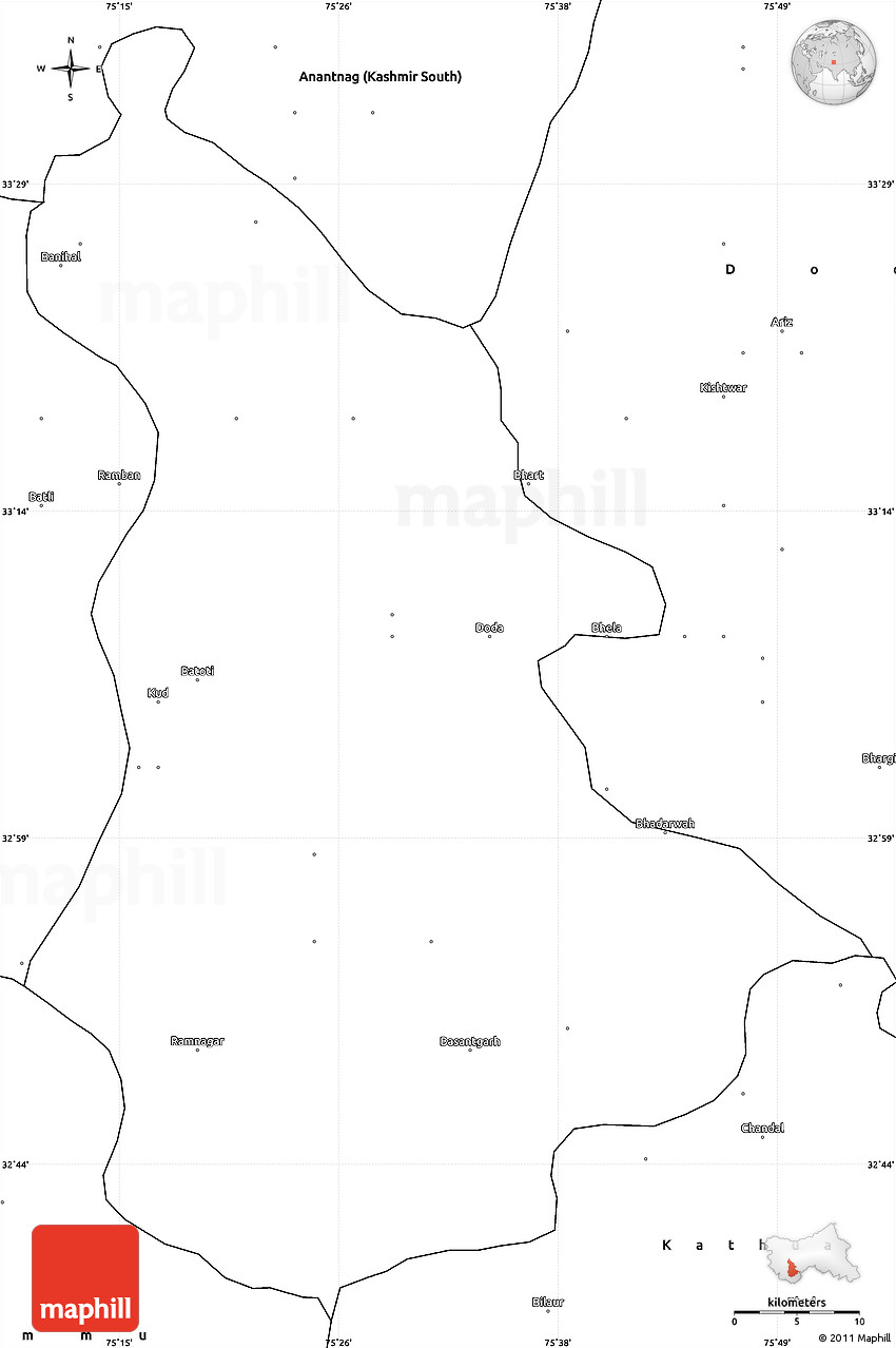 Blank Simple Map of Udhampur
