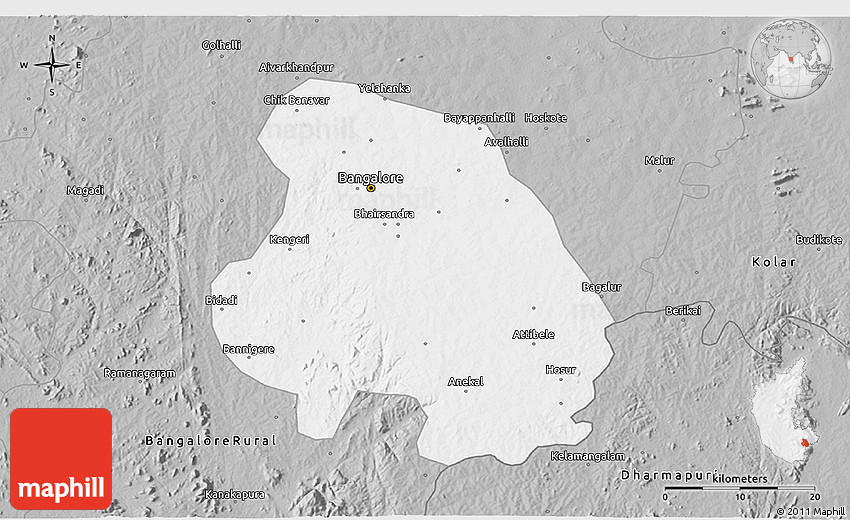 Gray 3D Map of Bangalore Urban Gray 3D Map of Bangalore Urban