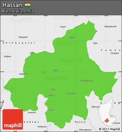 Free Political Simple Map of Hassan, single color outside, borders and labels