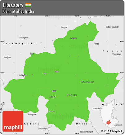 Free Political Simple Map of Hassan, single color outside, borders and labels