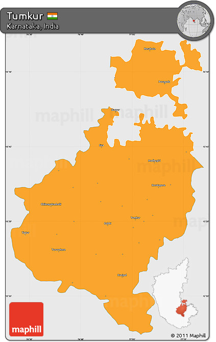 Free Political Simple Map of Tumkur, single color outside