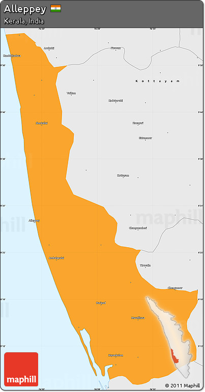 Free Political Simple Map of Alleppey, single color outside, borders and labels