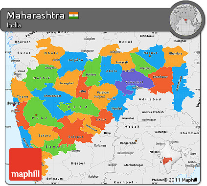 Free Political Simple Map of Maharashtra, single color outside, borders and labels