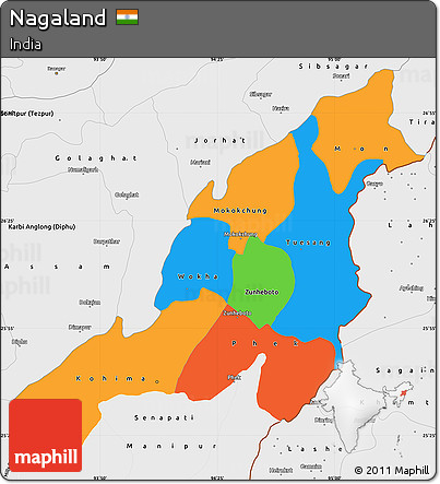 Free Political Simple Map of Nagaland, single color outside, borders and labels
