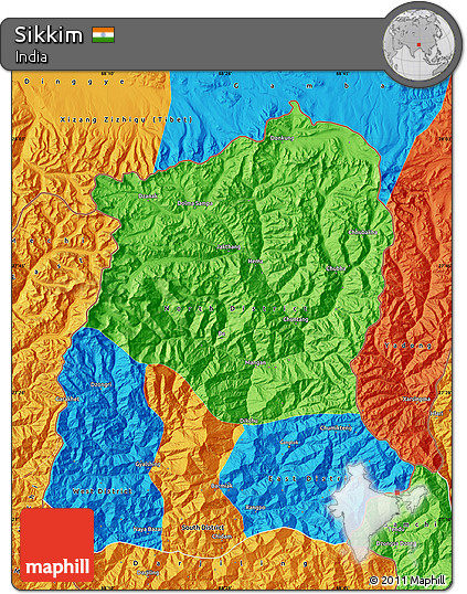 Free Political Map of Sikkim