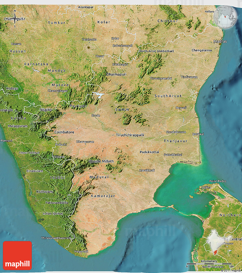 Satellite 3D Map Of Tamil Nadu