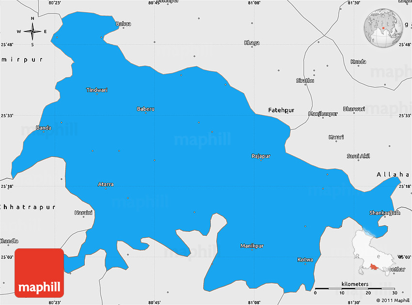 Political Simple Map of Banda, single color outside, borders and labels