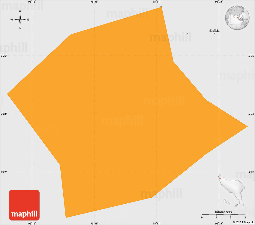 Political Simple Map of Kodya. Banda Aceh, single color outside, borders and labels