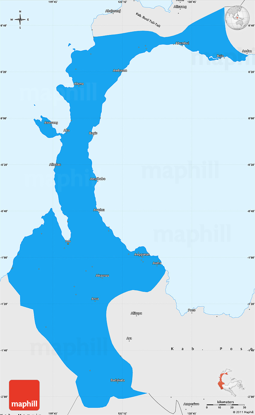 Political Simple Map of Kab. Dongala, single color outside, borders and labels