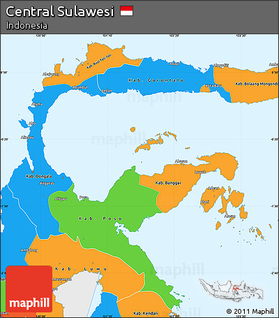 Free Political Simple Map of Central Sulawesi