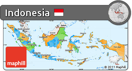 Free Political Simple Map of Indonesia, single color outside, borders and labels