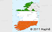Flag Simple Map of Ireland, single color outside, borders and labels, flag rotated