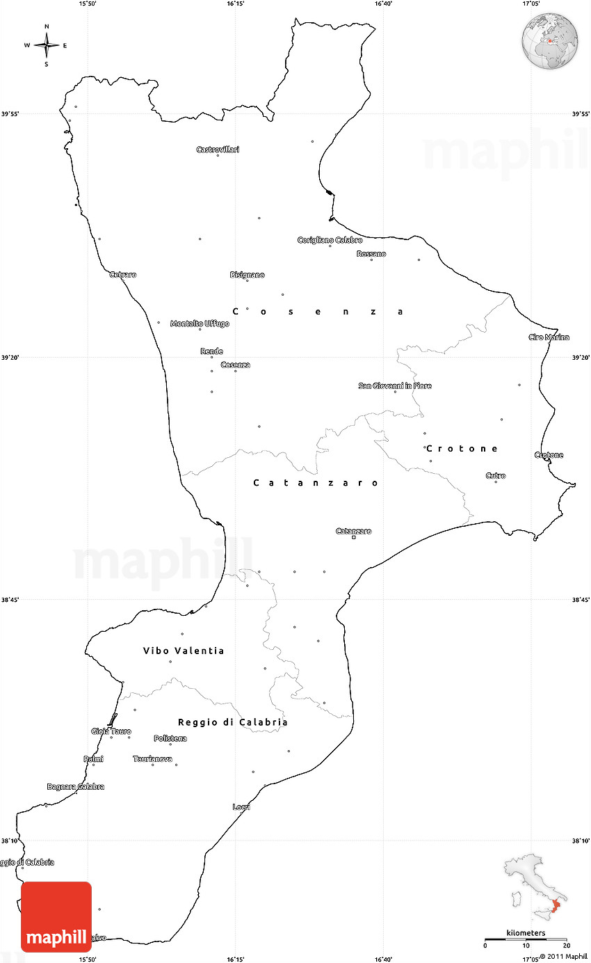 Blank Simple Map of Calabria, cropped outside