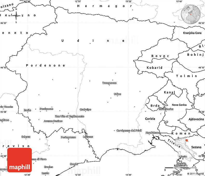 Blank Simple Map of Friuli-Venezia Giulia Blank Simple Map of Friuli-Venezia Giulia