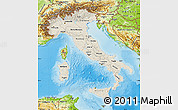 Shaded Relief Map of Italy, semi-desaturated, land only