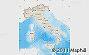 Shaded Relief Map of Italy, semi-desaturated, land only