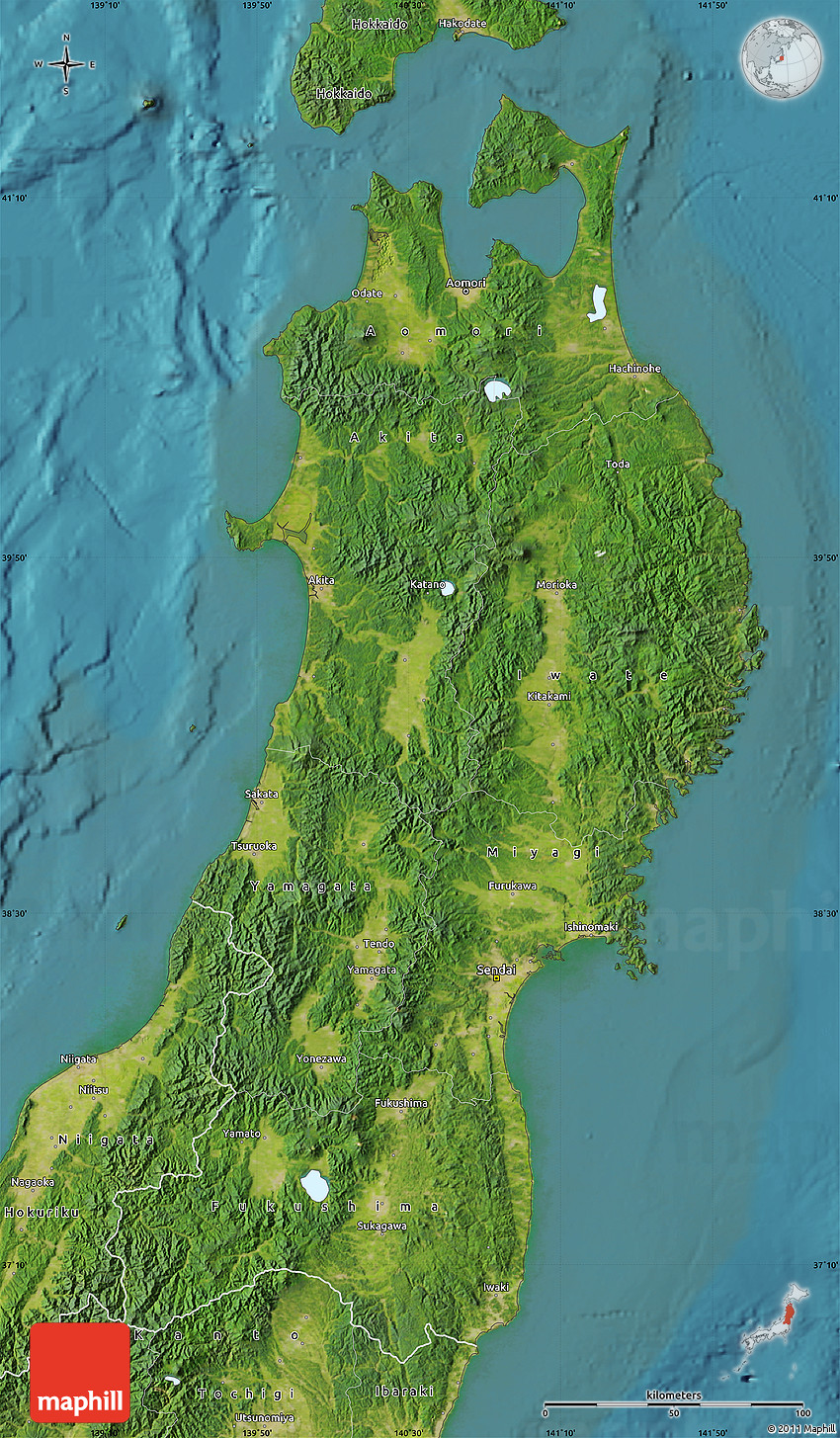 Satellite Map of Tohoku