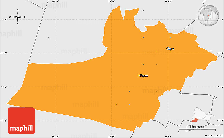 Political Simple Map of KIKUYU, single color outside, borders and labels