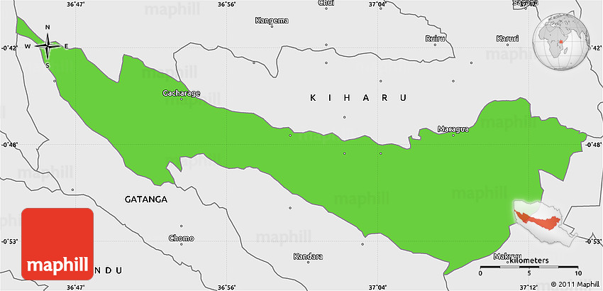 Political Simple Map of KIGUMO, single color outside, borders and labels