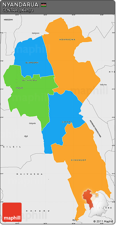 Free Political Simple Map of NYANDARUA, single color outside, borders and labels