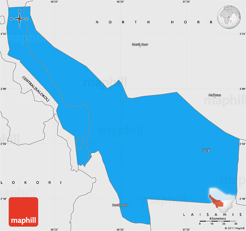 Political Simple Map of LOIYANGALANI, single color outside, borders and labels