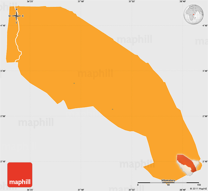 Political Simple Map of NORTH HORR, single color outside