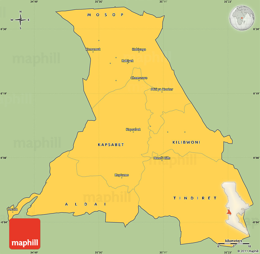 Savanna Style Simple Map of NANDI, cropped outside