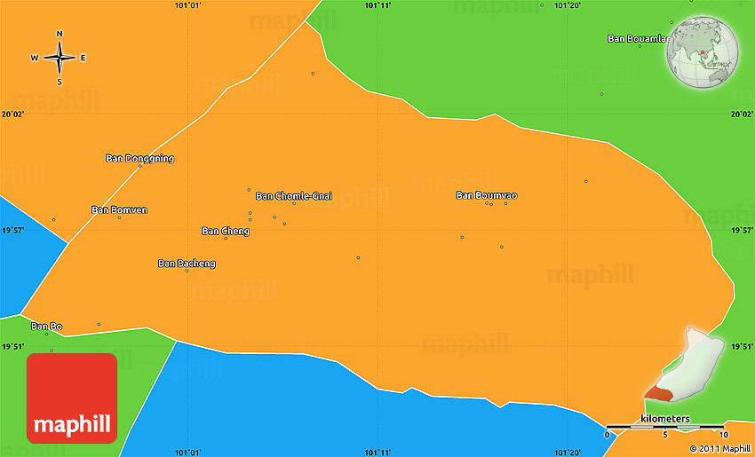 Political Simple Map of Pak Beng