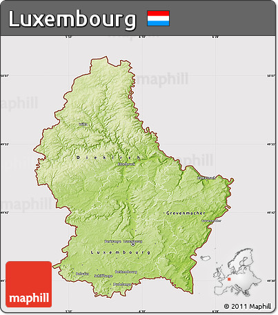 Free Physical Map of Luxembourg, cropped outside