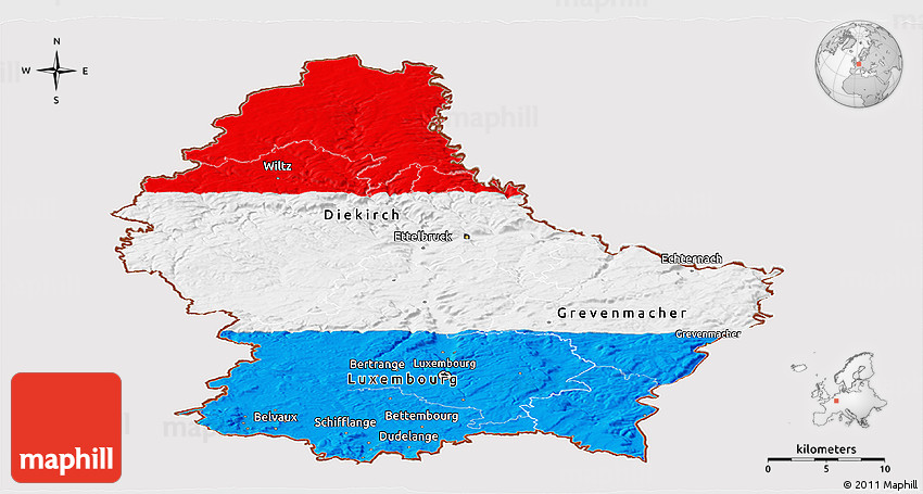 Flag Panoramic Map of Luxembourg