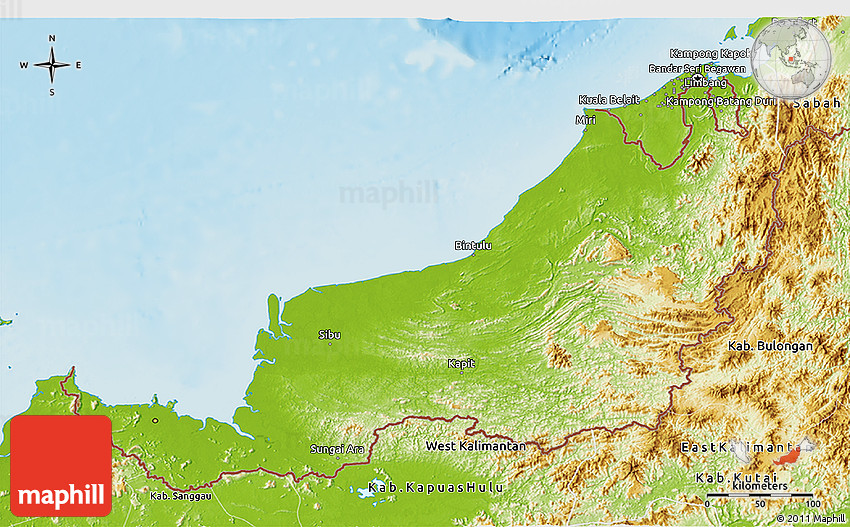 Physical 3D Map of Sarawak