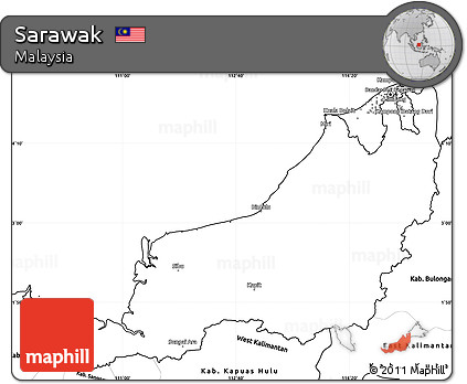 Free Blank Simple Map of Sarawak