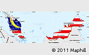 Flag Simple Map of Malaysia, single color outside, borders and labels, flag centered