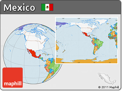 Free Political Location Map of Mexico, highlighted continent, within ...