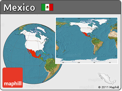 Free Satellite Location Map of Mexico, highlighted continent, within ...