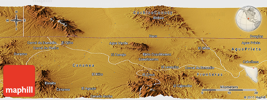 Physical Panoramic Map of Naco