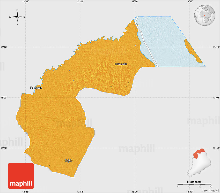 Political Map of Mobbar, single color outside