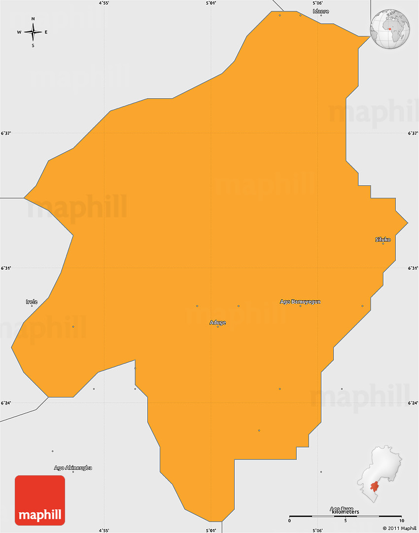 Political Simple Map of Irele, single color outside, borders and labels