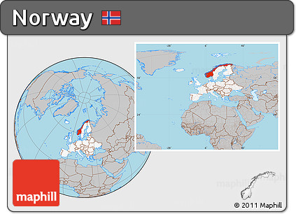 Free Gray Location Map of Norway, highlighted continent, within the ...