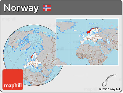Free Gray Location Map of Norway, highlighted continent, within the ...