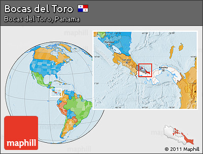 Free Political Location Map Of Bocas Del Toro Highlighted Country