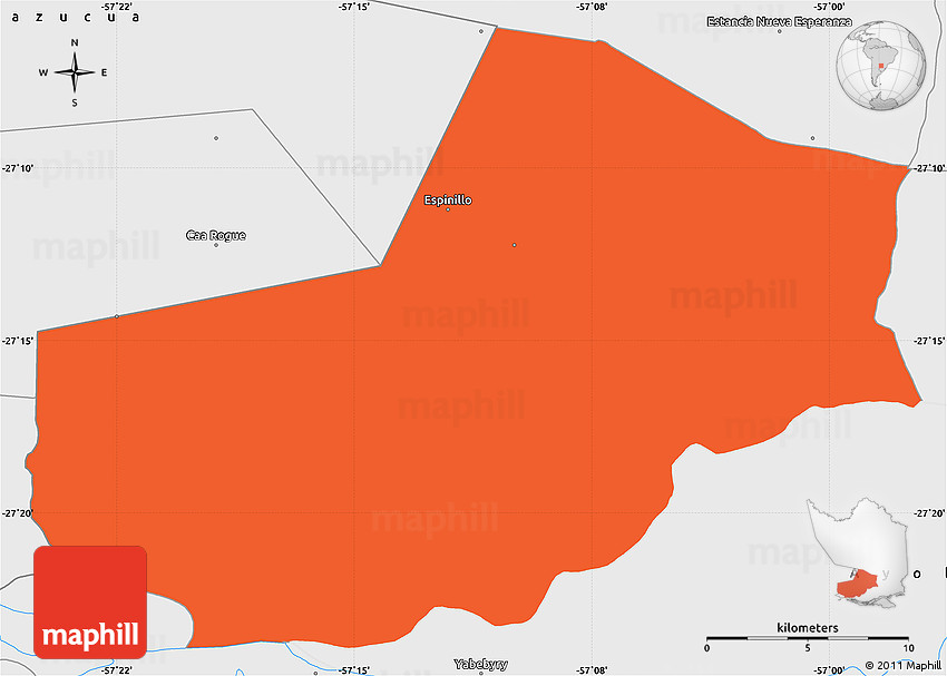 Political Simple Map of Yabebyry, single color outside, borders and labels