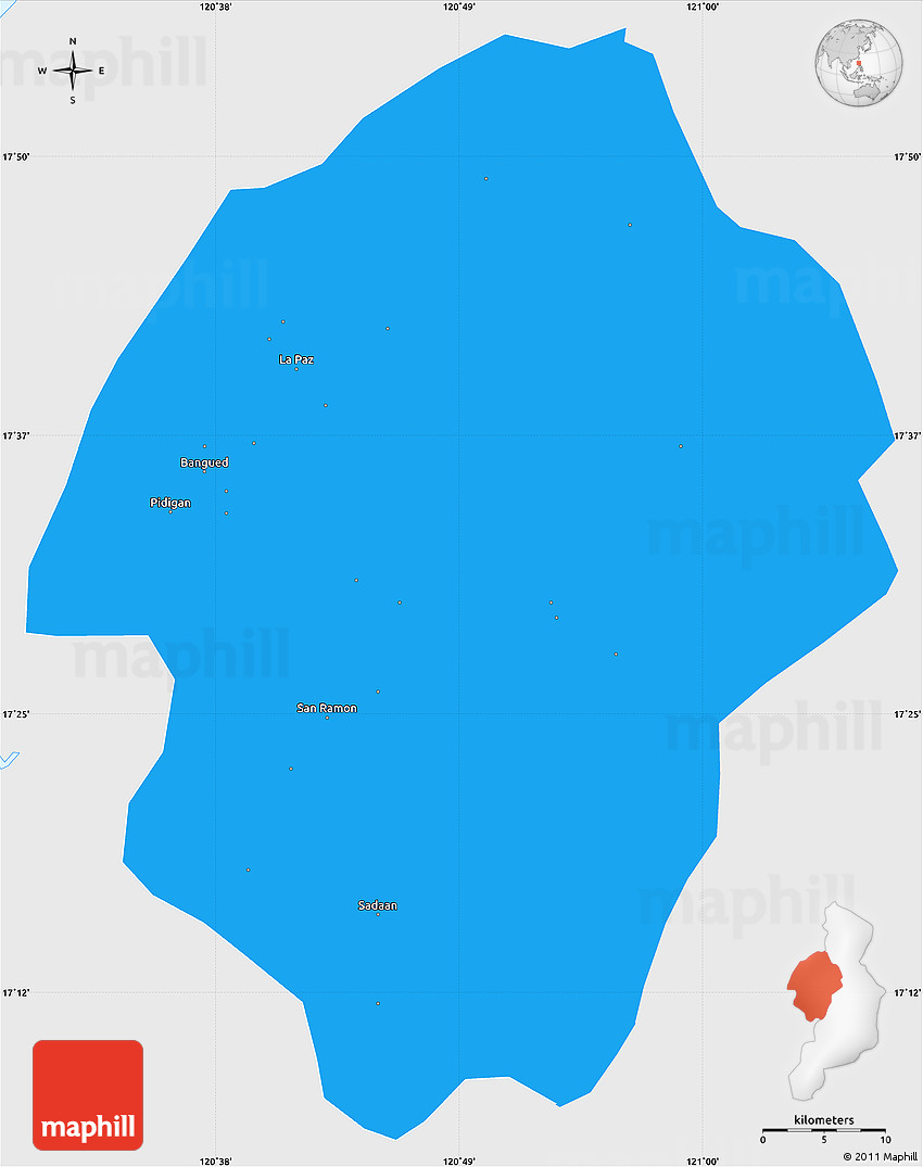 Political Simple Map of Abra, single color outside