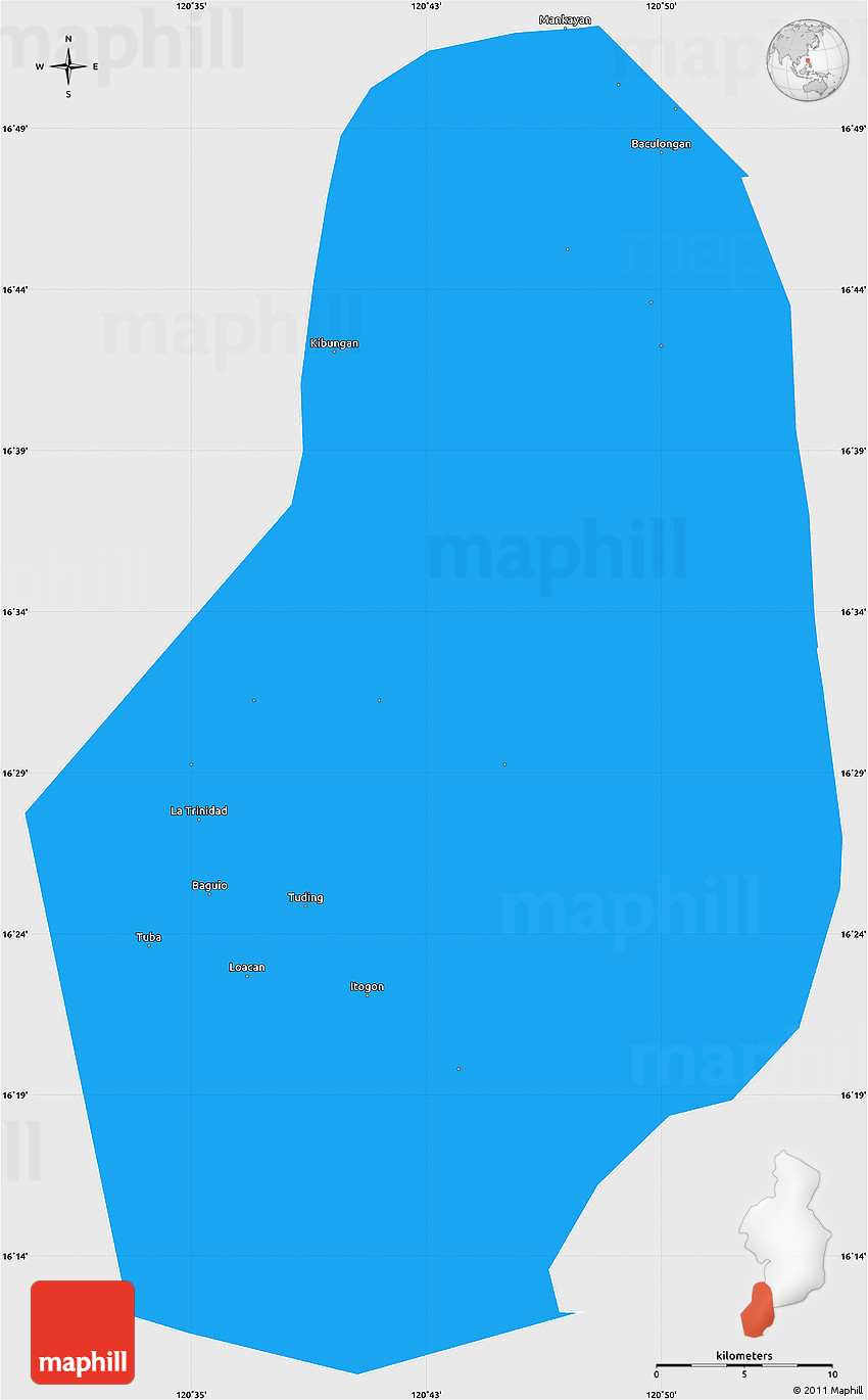 Political Simple Map of Benguet, single color outside